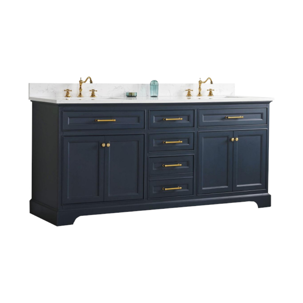 Bally Vanity Base and Top - 72inch - DOUBLE - Dark Blue: Home Surplus