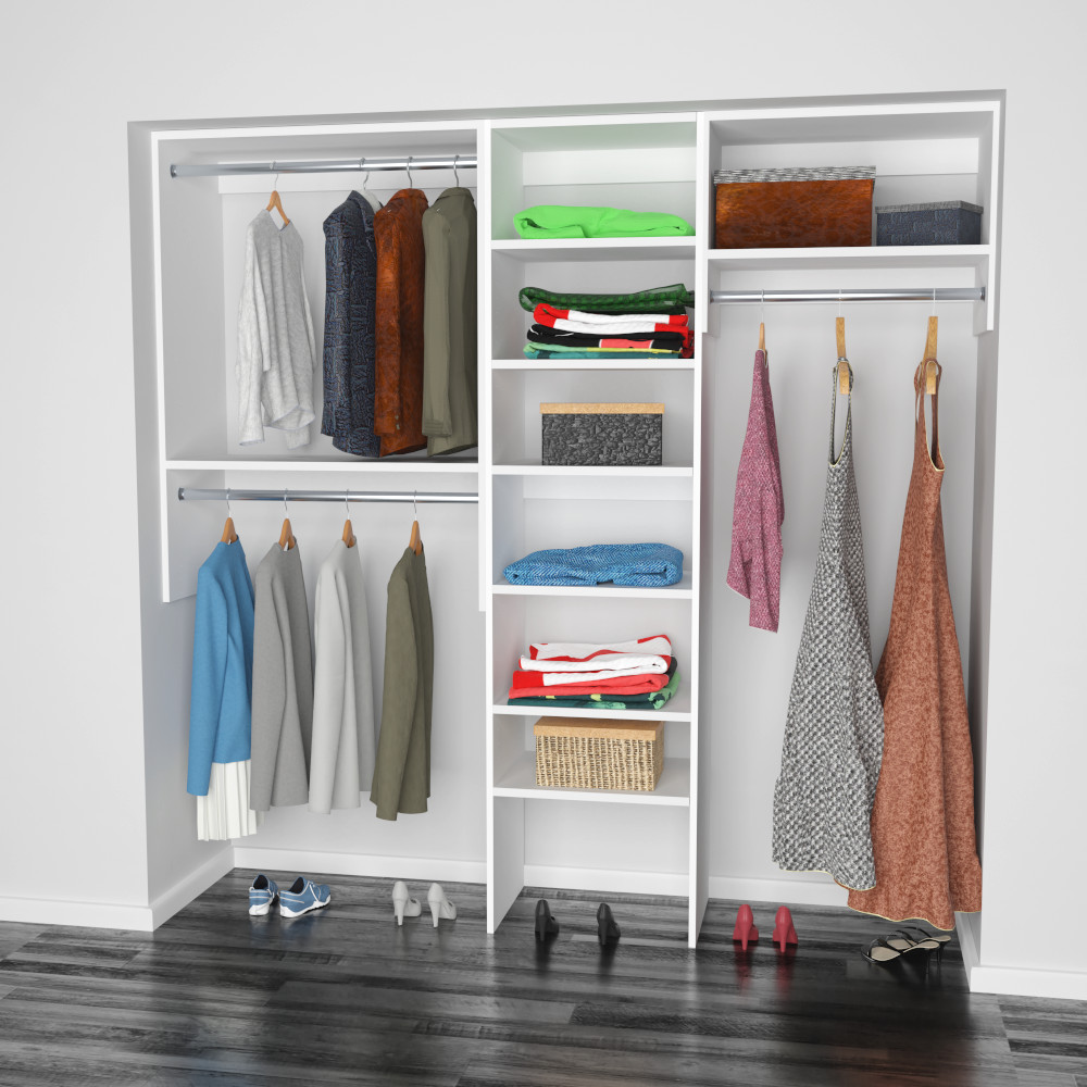 RUSHMORE CLOSET KIT 72B WHITE - For a Space 72 inches Wide: Home Surplus