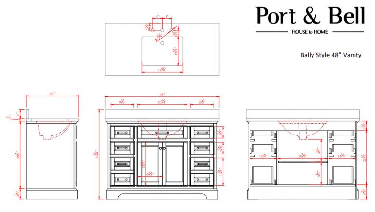 Bally Vanity Base and Top - 48inch - White: Home Surplus