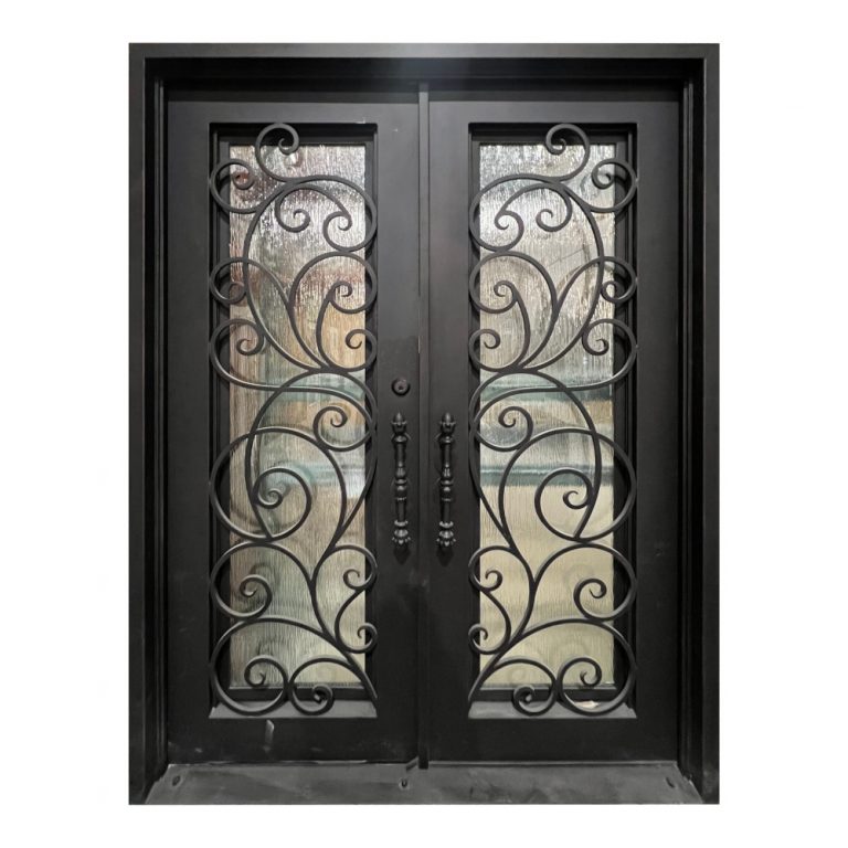 HORIZONTAL IRON DOORS - 4 Lite - Double - 64 x 82 - Sand Blast Glass ...