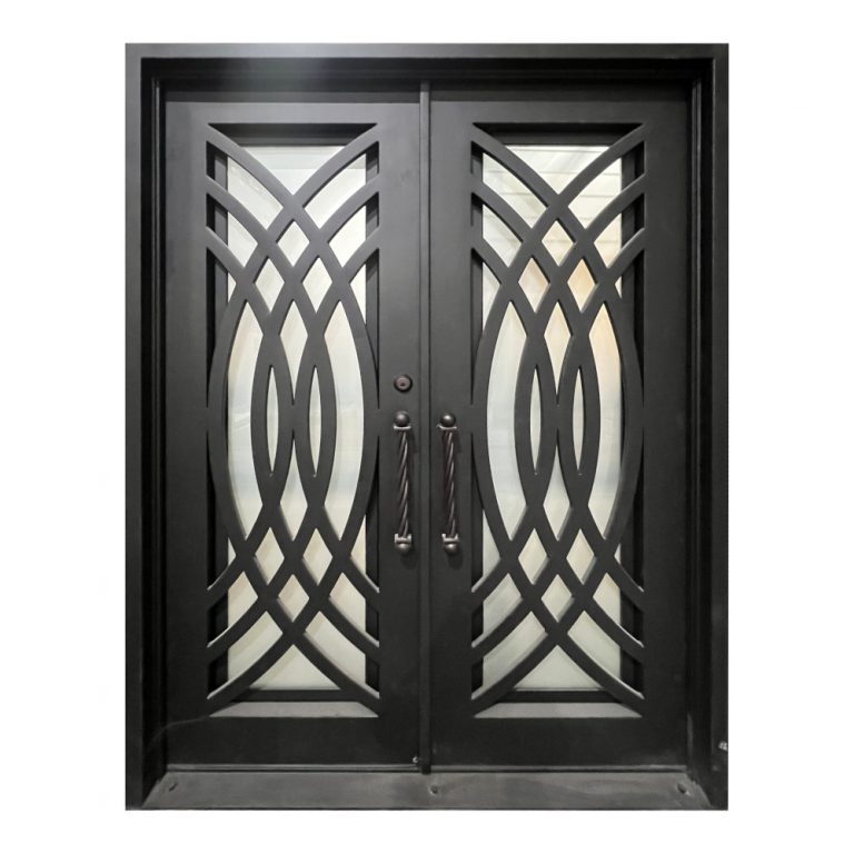 HORIZONTAL IRON DOORS - 4 Lite - Double - 64 x 82 - Sand Blast Glass ...