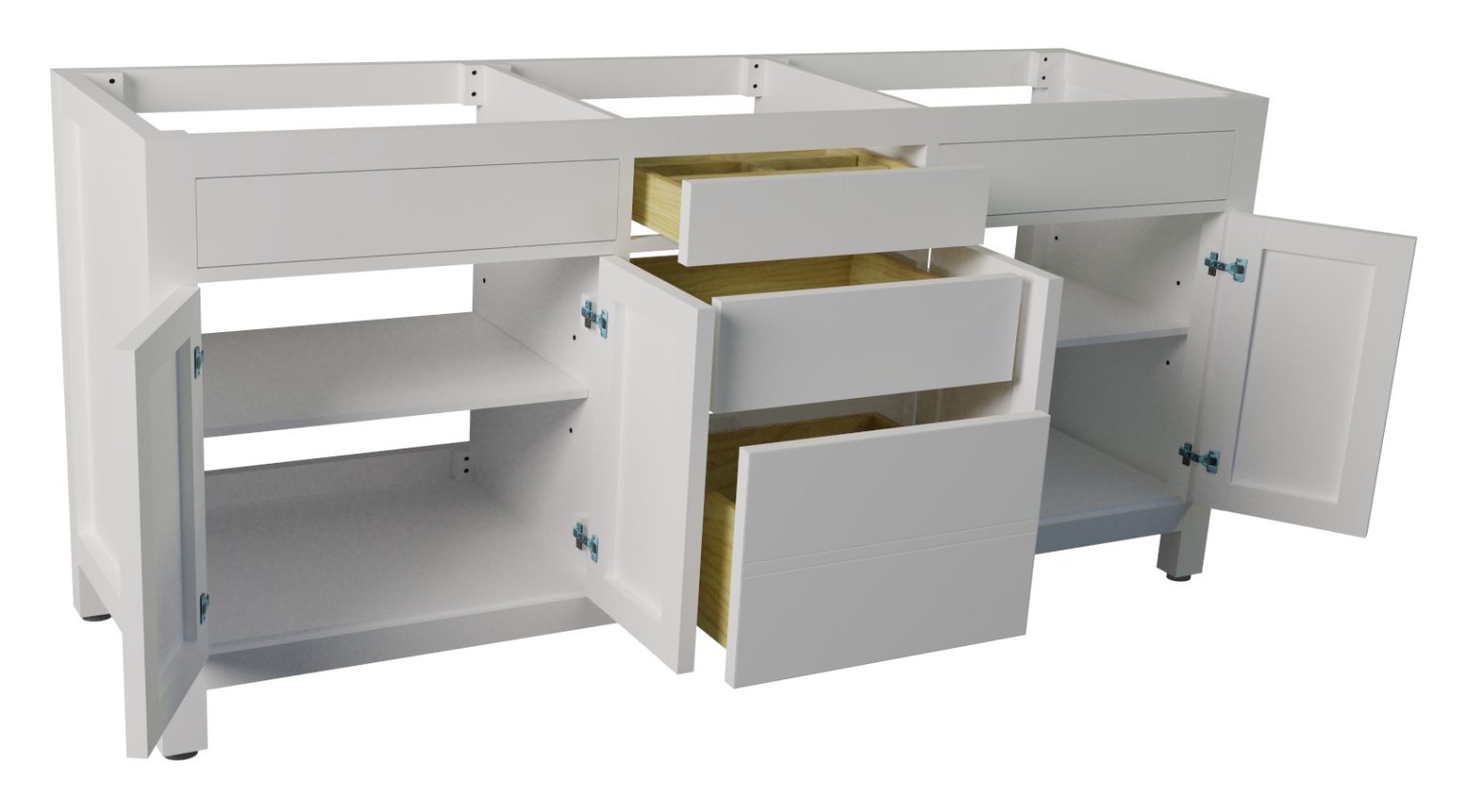 Dayton Vanity Base 72 inch 4 Doors 3 Drawers - White: Home Surplus