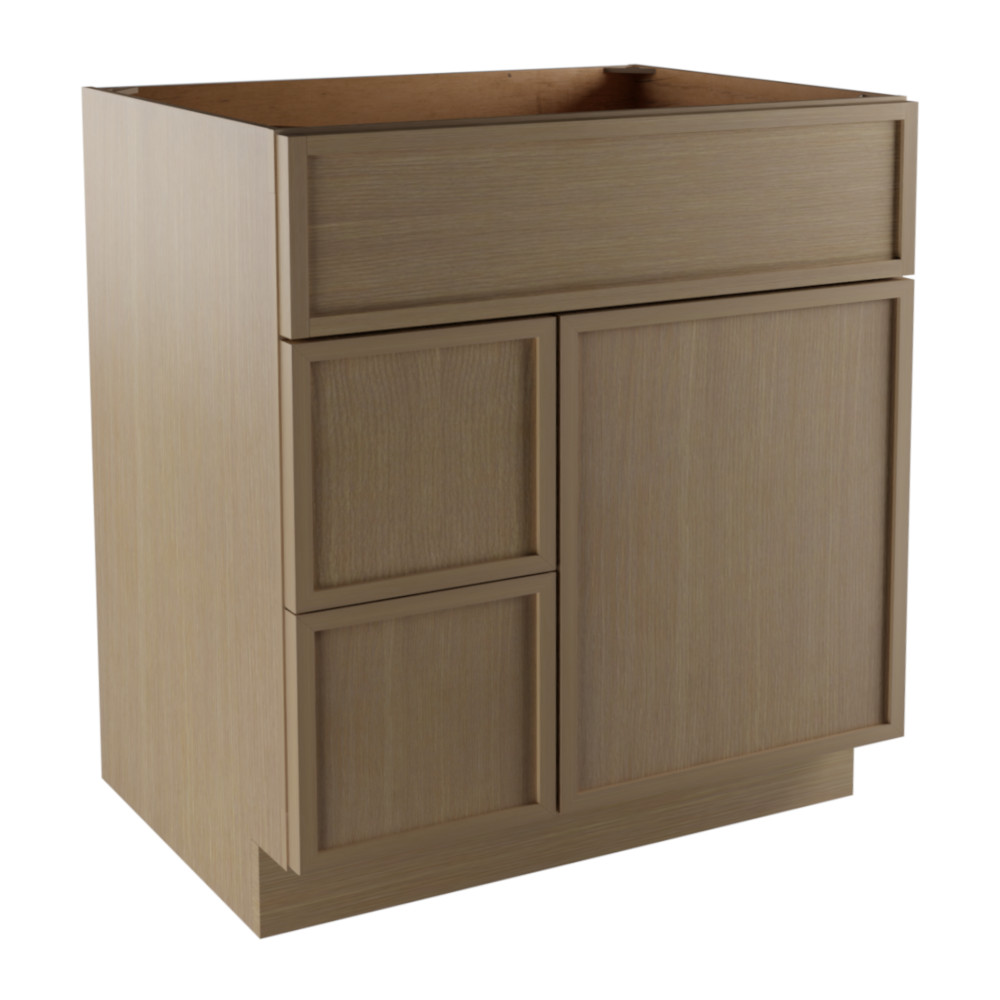 Maya Natural Rift White Oak Vanity Base – 30inch 1 door 2 drawers ...
